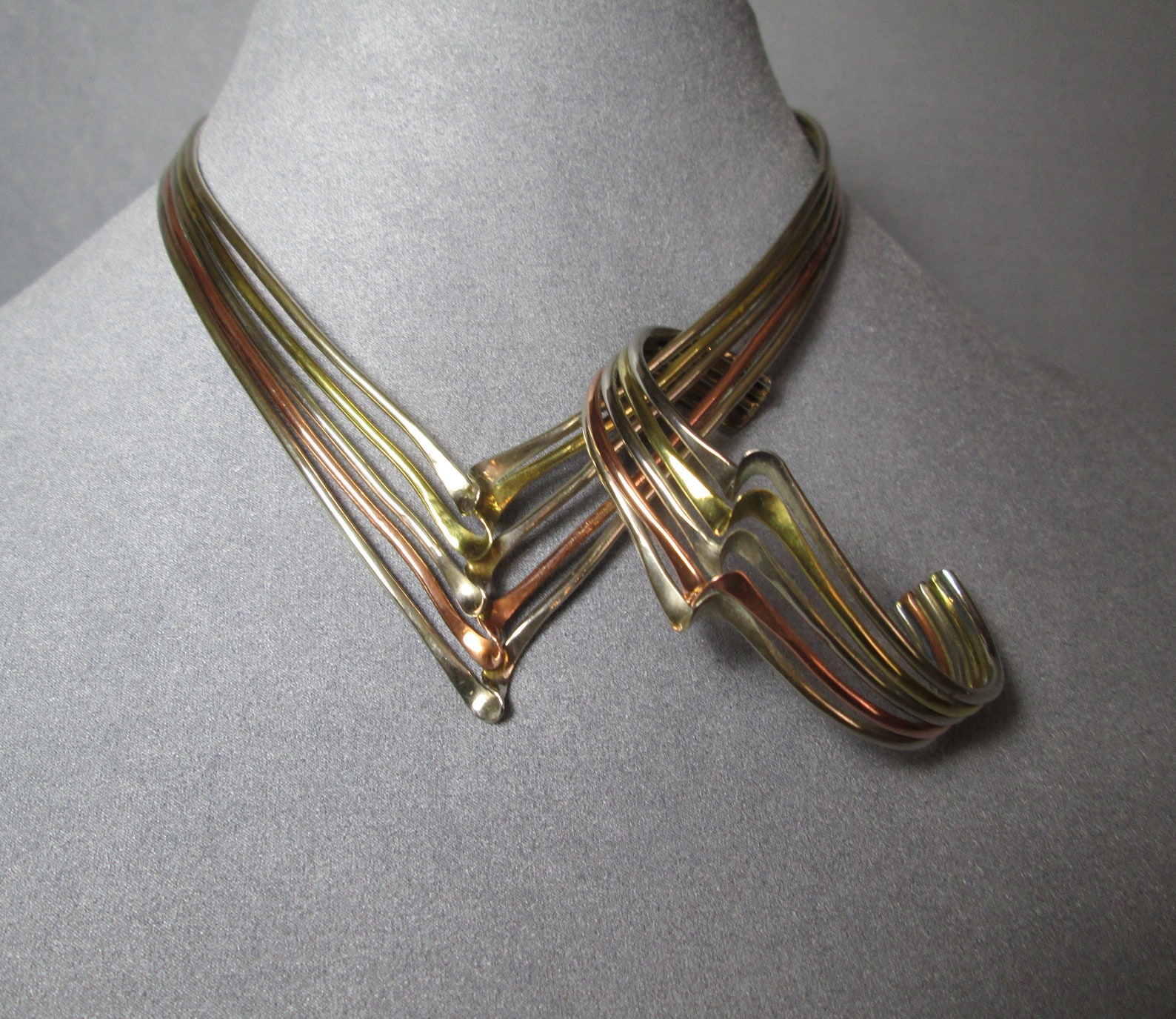 Couture Casual Set Mixed Metal Torque Necklace and Cuff - Etsy
