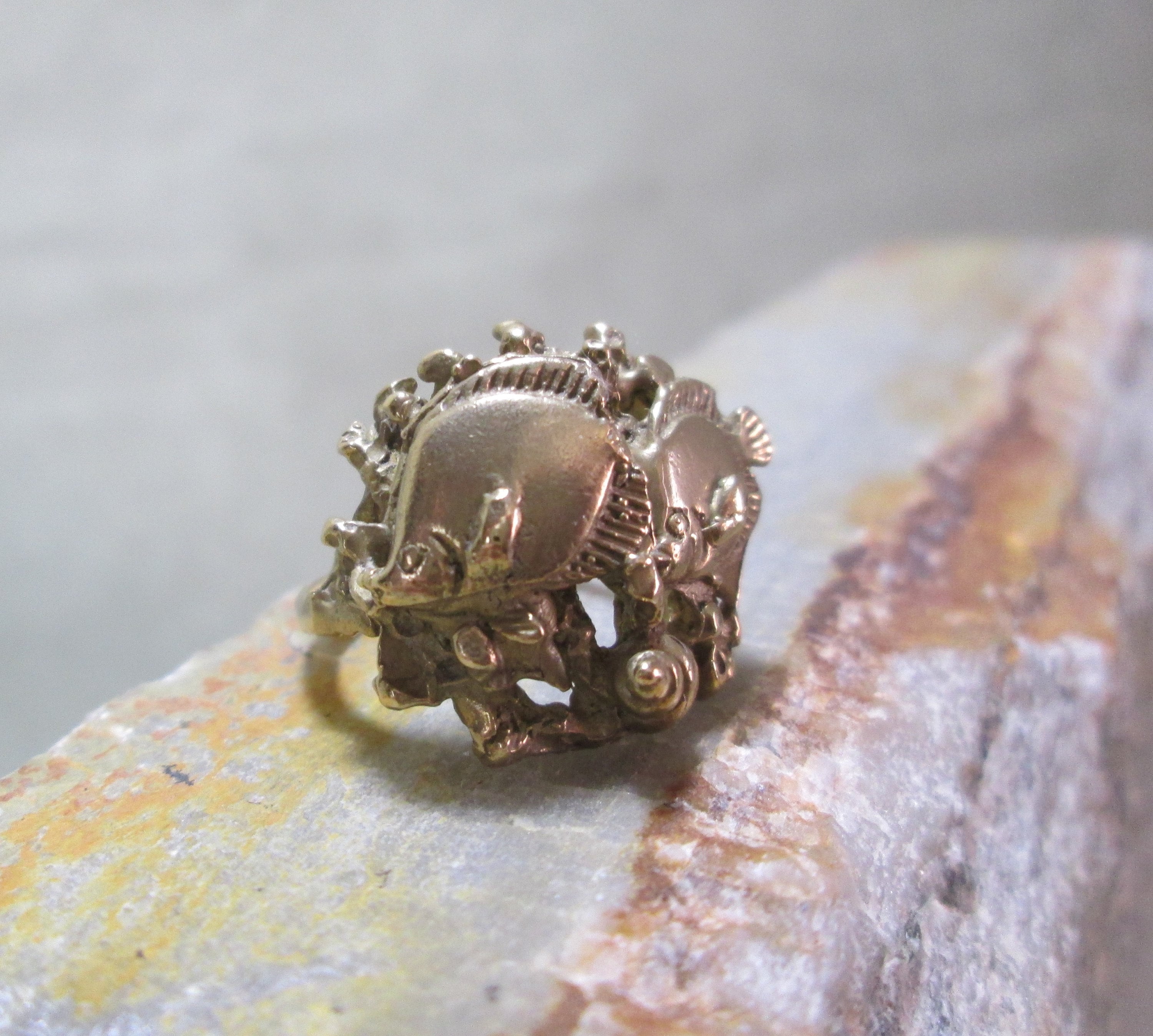 Artisan Bronze Ring TWO FISH Tropical Coral Reef Arts and - Etsy