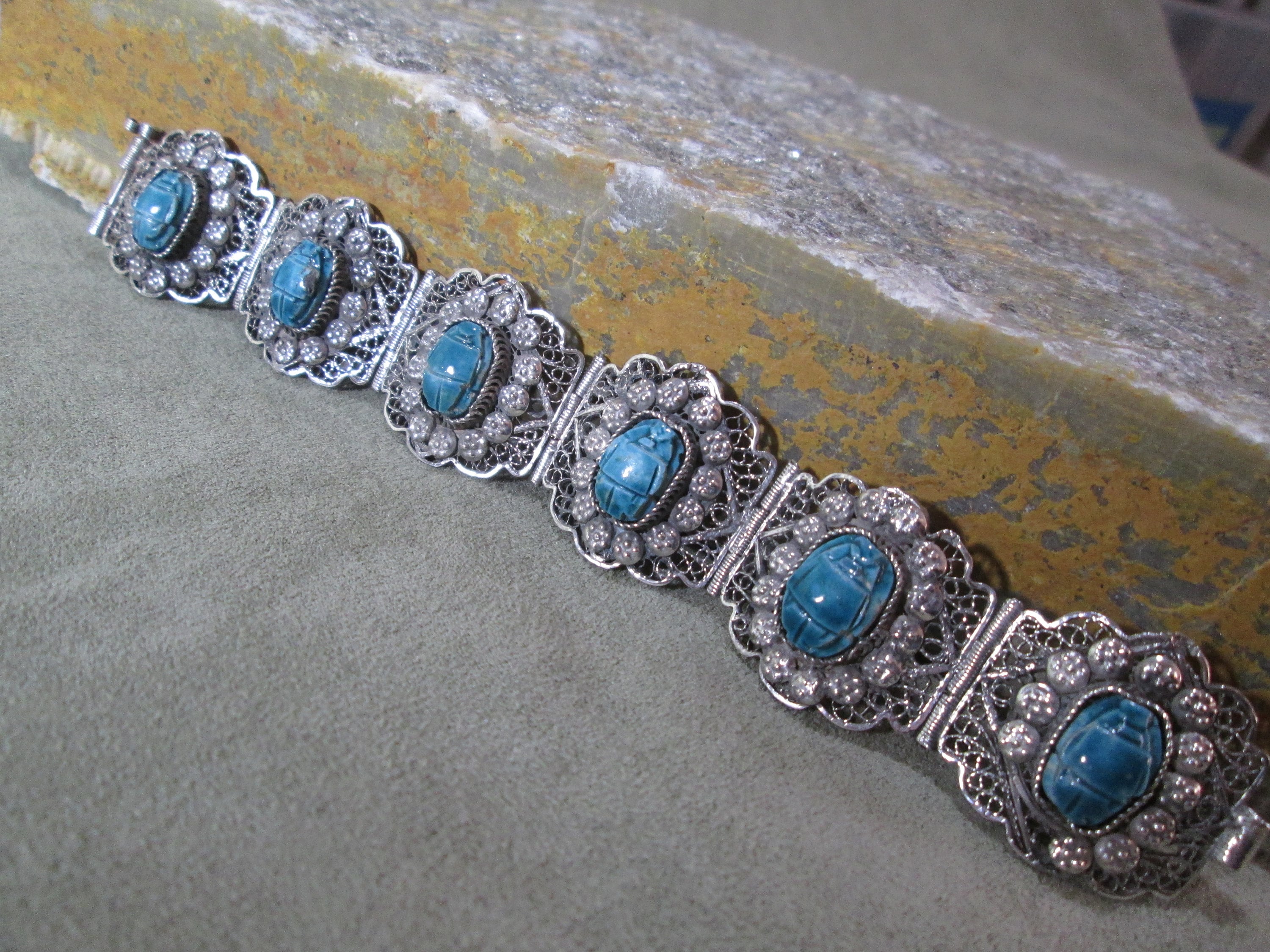 Sterling Silver SCARAB Cuff Bracelet, Persian Filigree - Etsy
