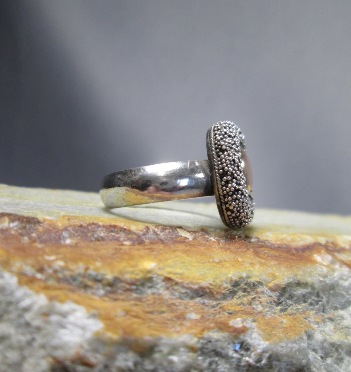 Mixed Metal Ring Copper Stone With Sterling Silver Pin - Etsy