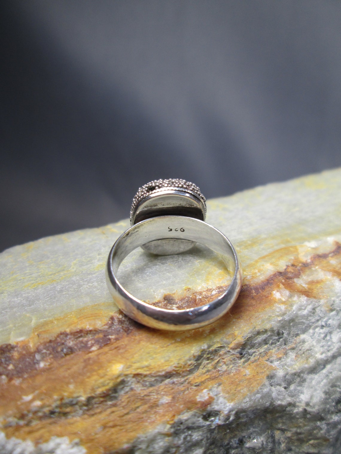 Mixed Metal Ring Copper Stone With Sterling Silver Pin - Etsy