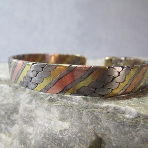 Mixed Metal Cuff Bracelet Layered Gauge Wrapped Silver Copper Brass - Etsy