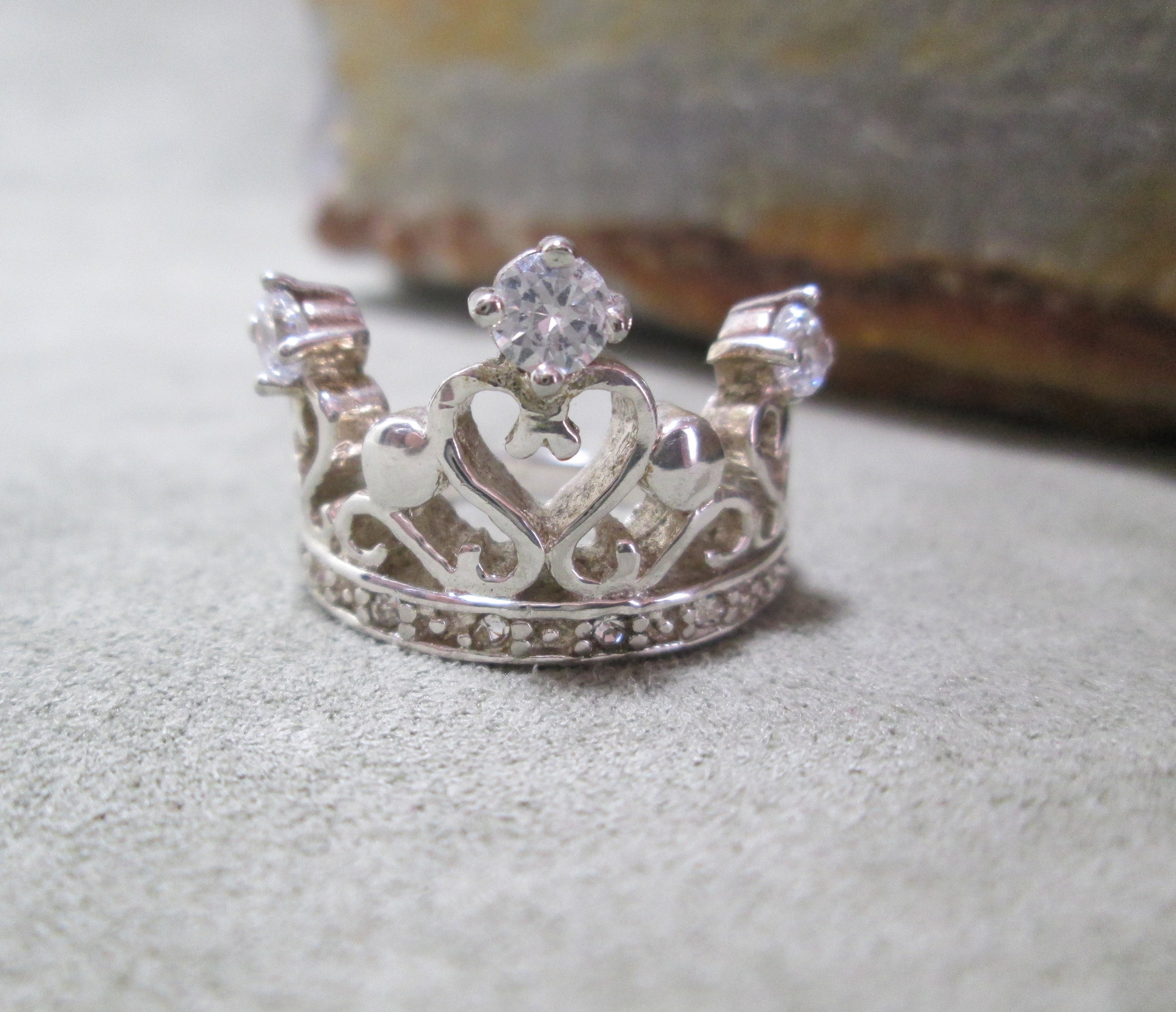 Crystal Crown Ring Sterling Silver Three Point Crown - Etsy