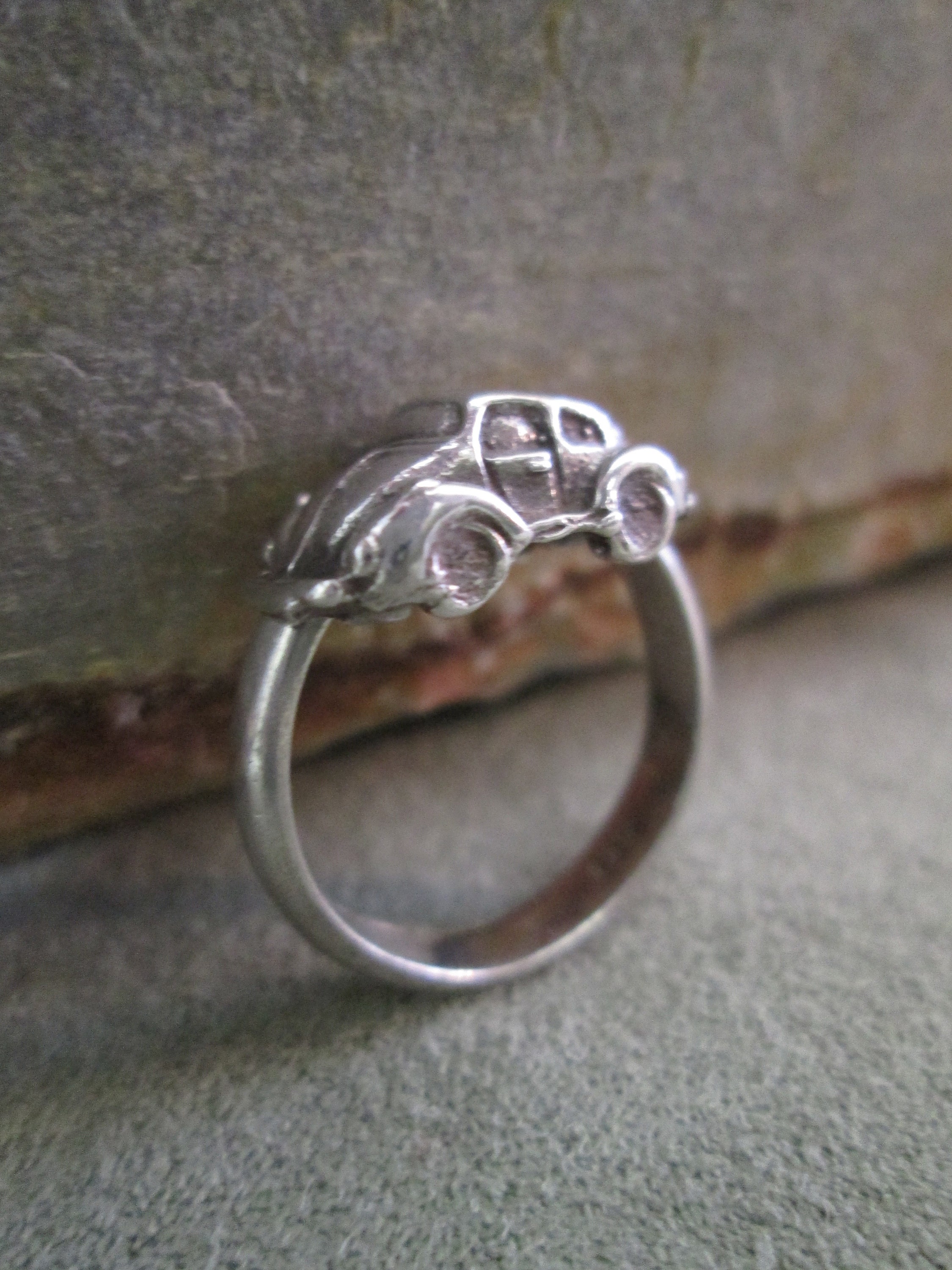 VW Bug Ring Sterling Silver Artisan Sculpted Classic 1960s Car - Etsy