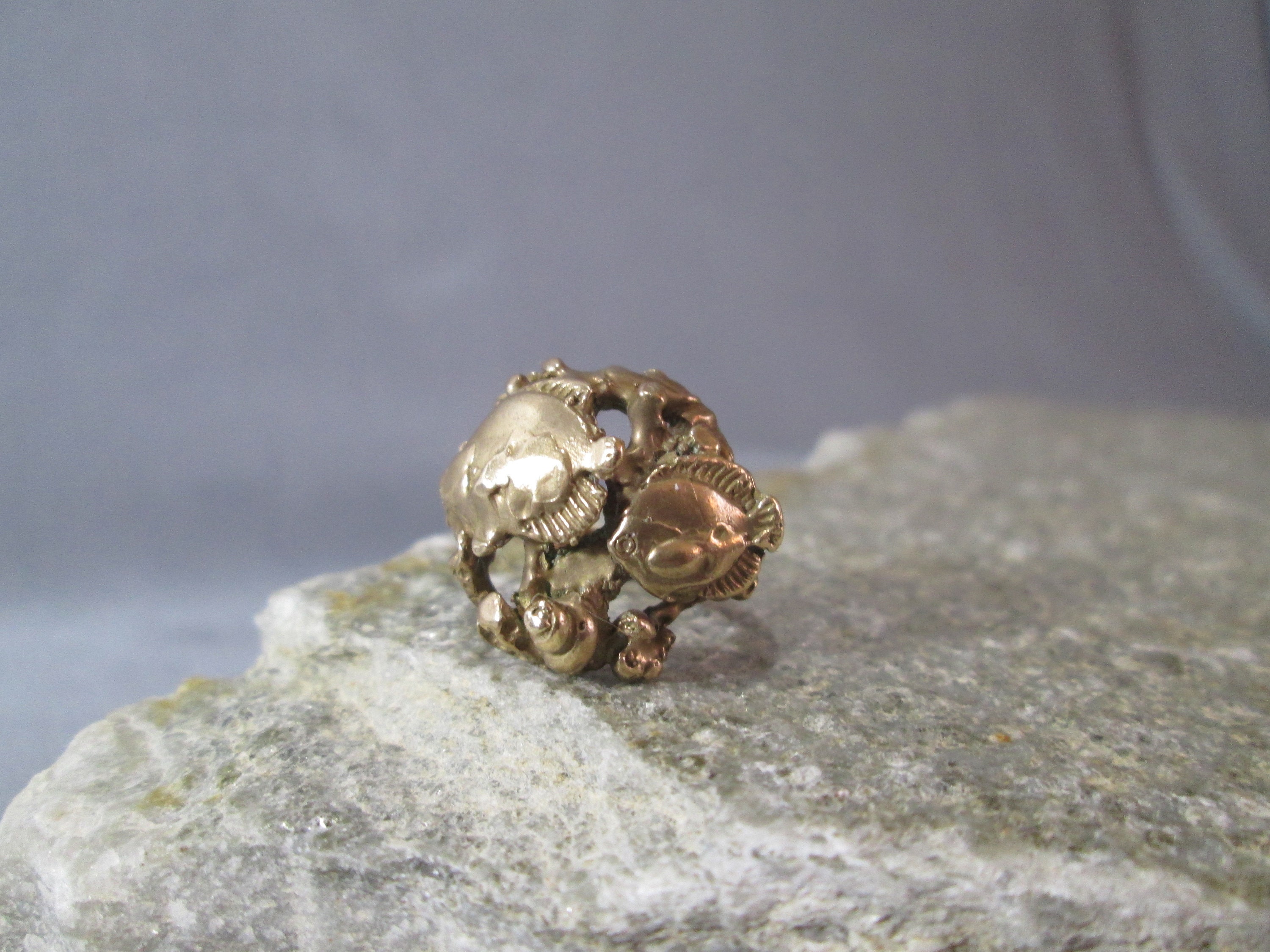Artisan Bronze Ring TWO FISH Tropical Coral Reef Arts and - Etsy