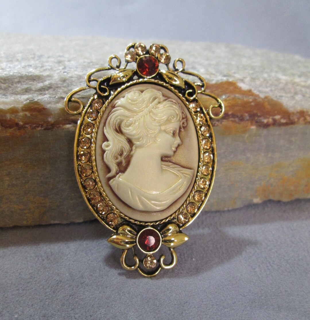 Regency Style Cameo Brooch Bridgerton Party Sparkle Style - Etsy