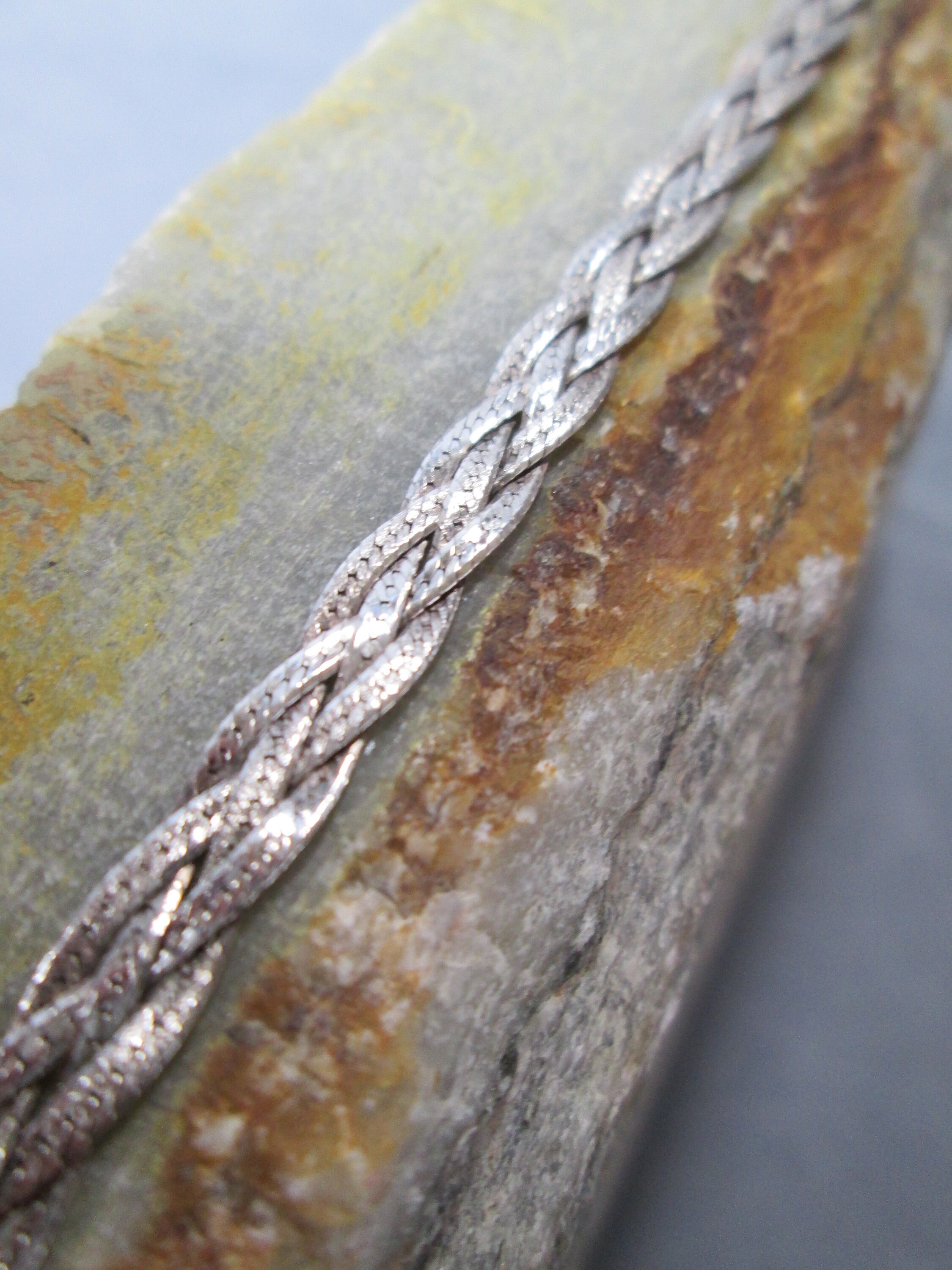 Sterling Silver Braided Chain Necklace Three Silver Strands | Etsy