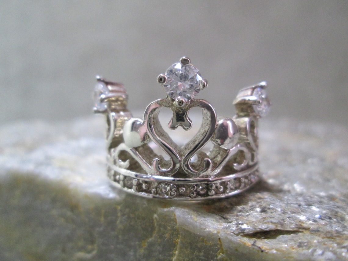 Crystal Crown Ring Sterling Silver Three Point Crown - Etsy