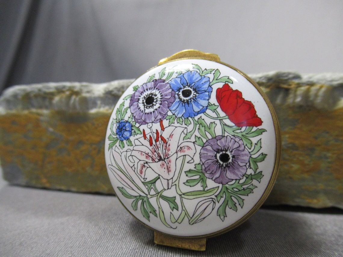 Crummles Enamel Box Summer WILDFLOWERS Painted Lily Anemone - Etsy