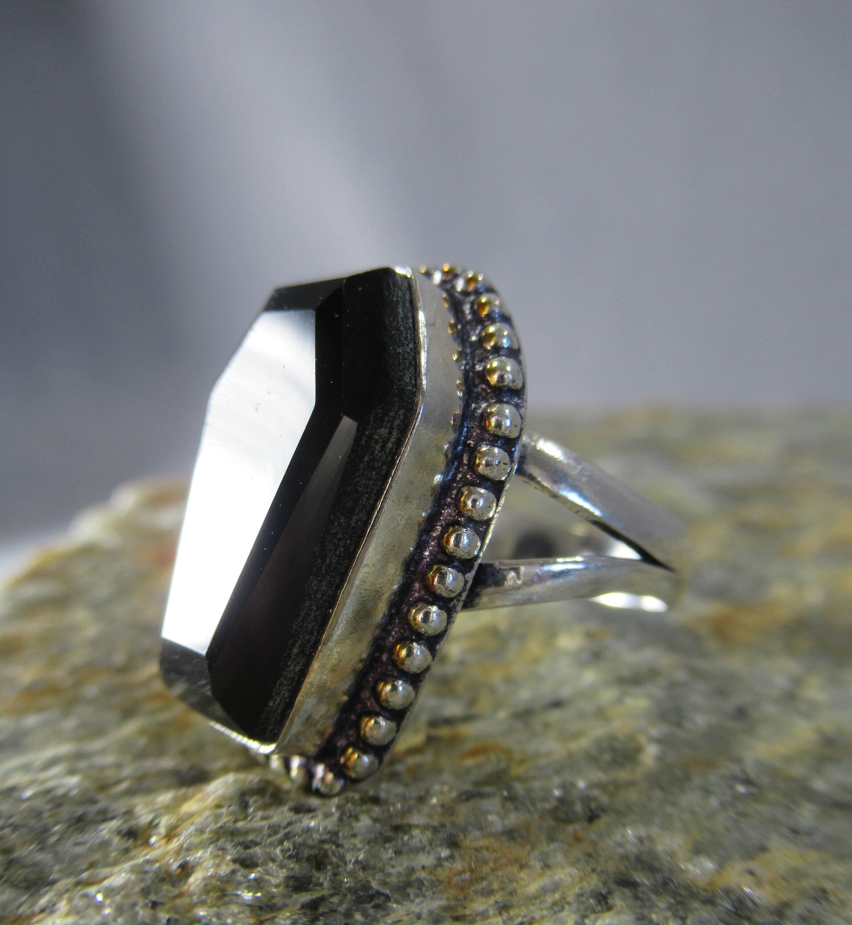 Onyx Coffin Ring, Black Onyx and Sterling Silver - Etsy