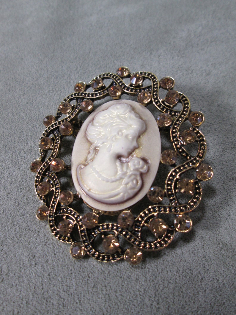 Regency Style Cameo Brooch Bridgerton Party Sparkle Style - Etsy