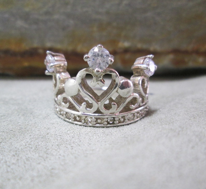 Crystal Crown Ring Sterling Silver Three Point Crown - Etsy