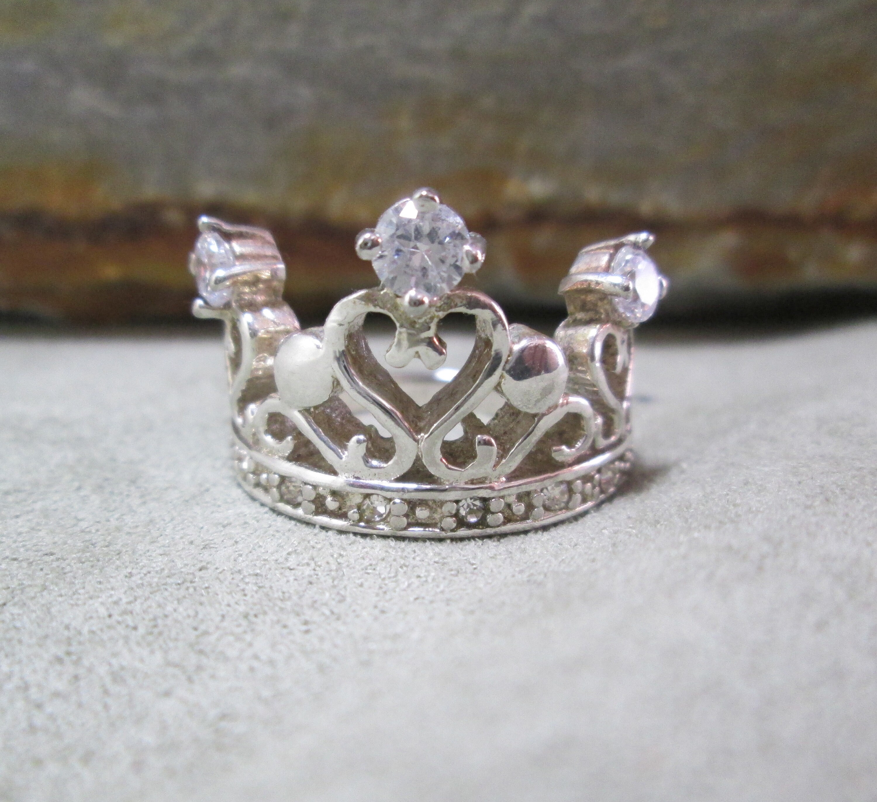 Crystal Crown Ring Sterling Silver Three Point Crown - Etsy