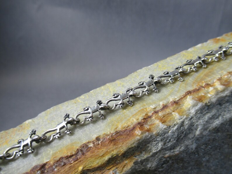 Sterling Lizard Bracelet Artisan Silver Reptile Chain - Etsy