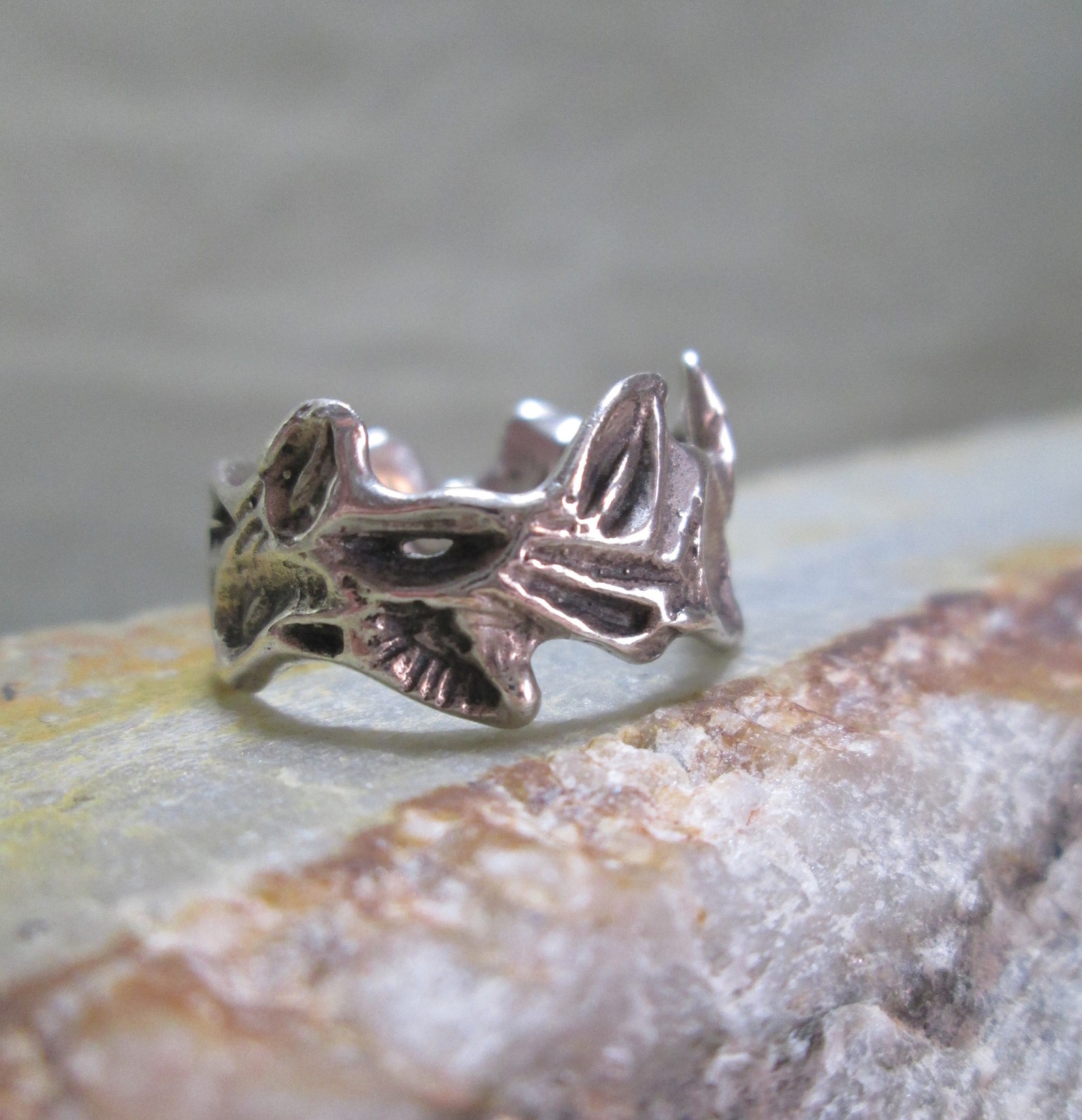 Sterling Silver CROWN OF LAURELS Ring Brutalist Molten Metal - Etsy