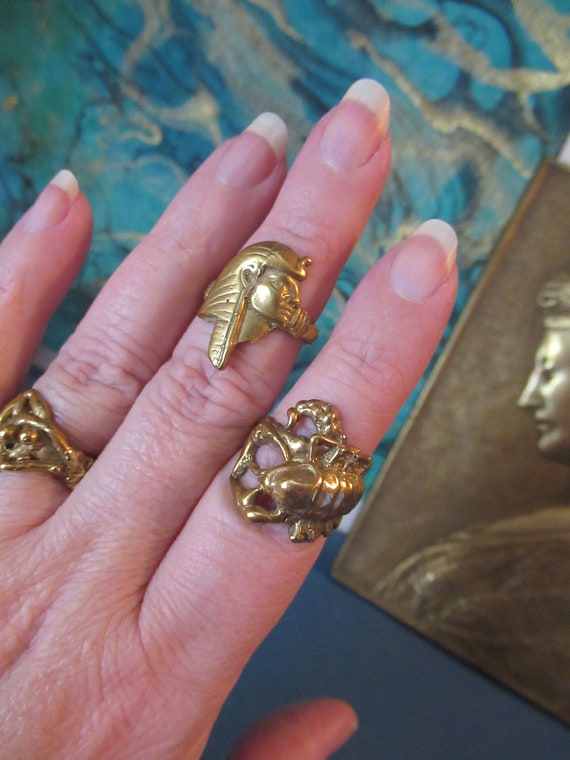 Bronze Pharaoh Ring, Artisan Cast Egyptian Arts and C… - Gem