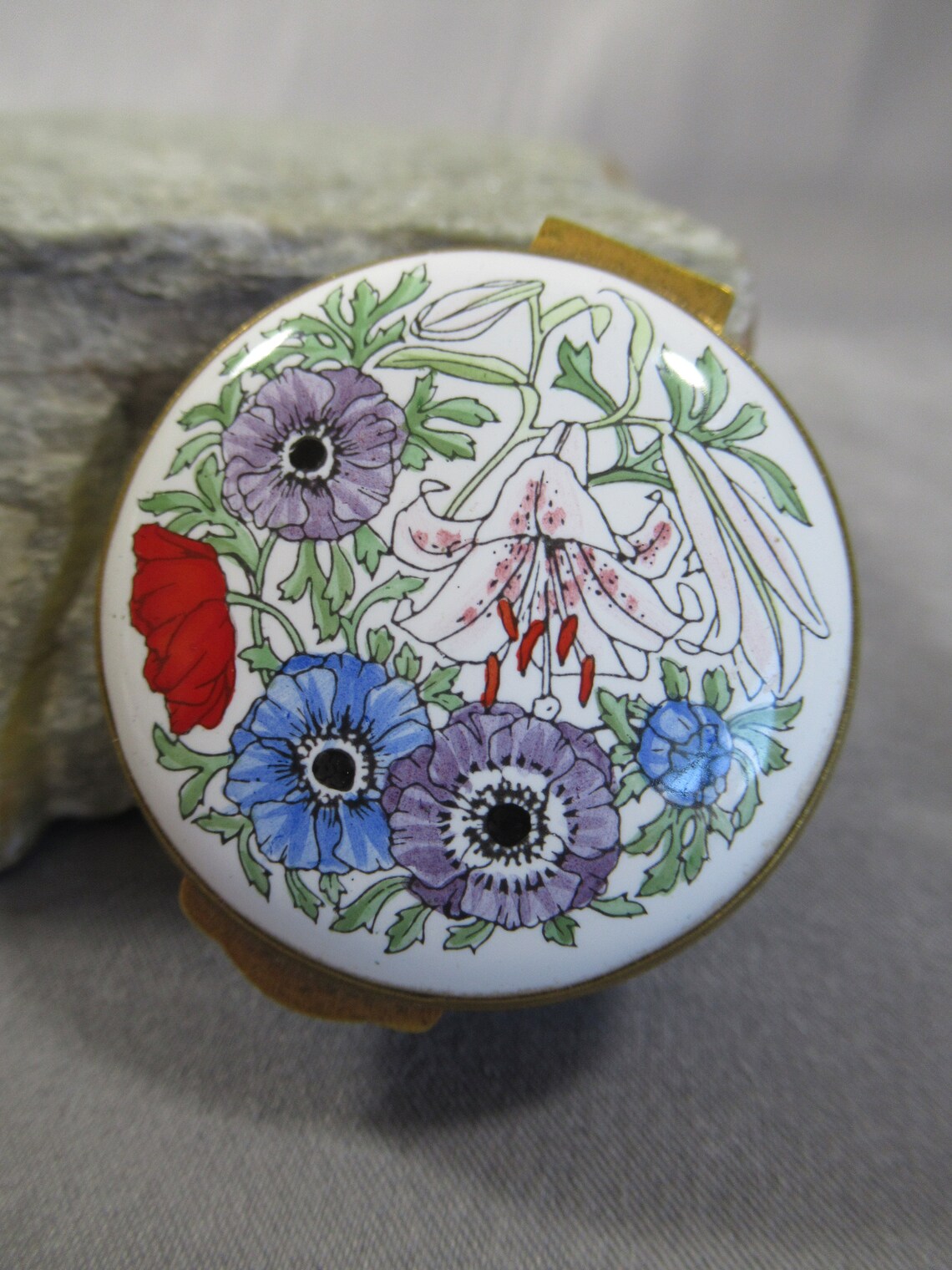 Crummles Enamel Box Summer WILDFLOWERS Painted Lily Anemone - Etsy