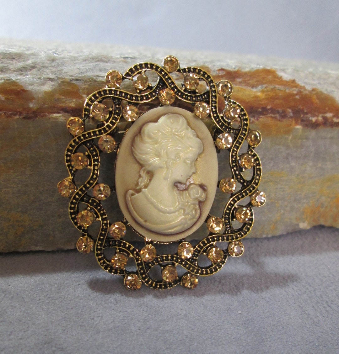 Regency Style Cameo Brooch Bridgerton Party Sparkle Style - Etsy