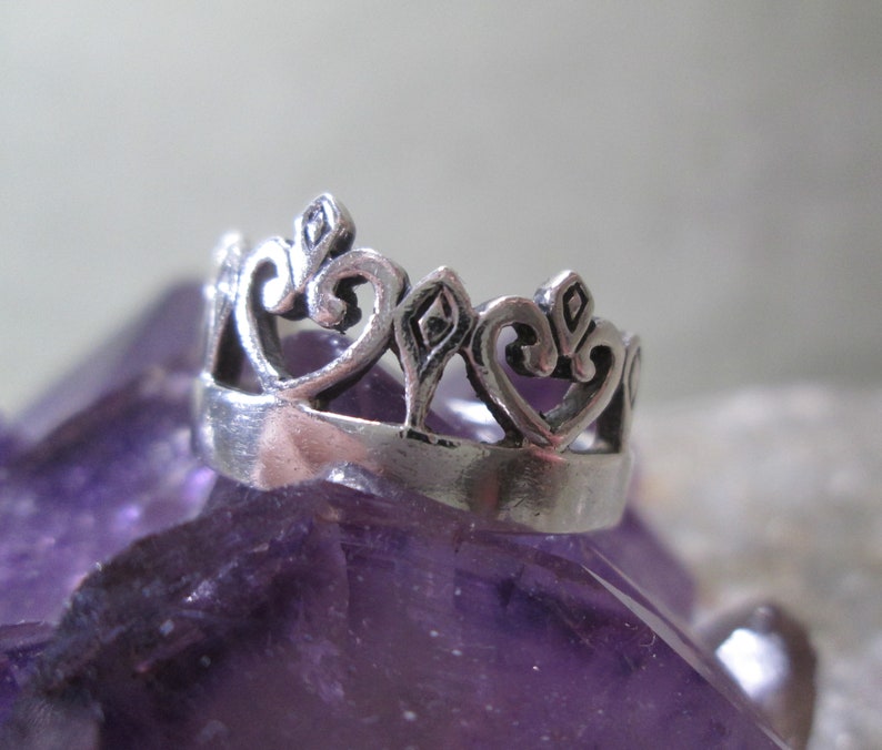 Sterling Silver Ring Crown and Scepter Pierced Work Band - Etsy