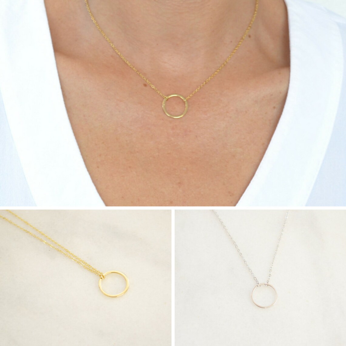 Karma Necklace Layered Geometric Round Charm Necklace - Etsy