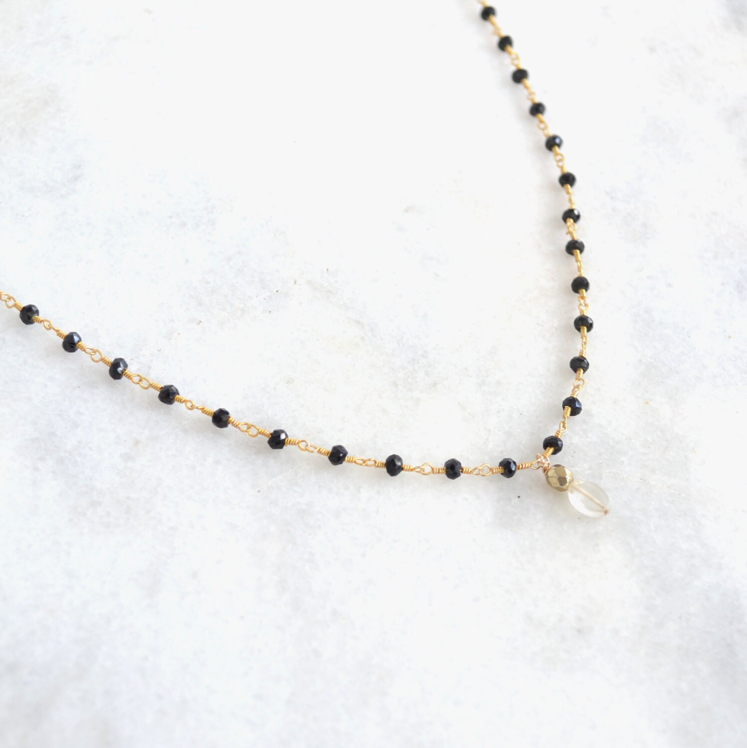 Mini Bindi Rosary Necklace With Semi Precious Gemstones Chains | Etsy