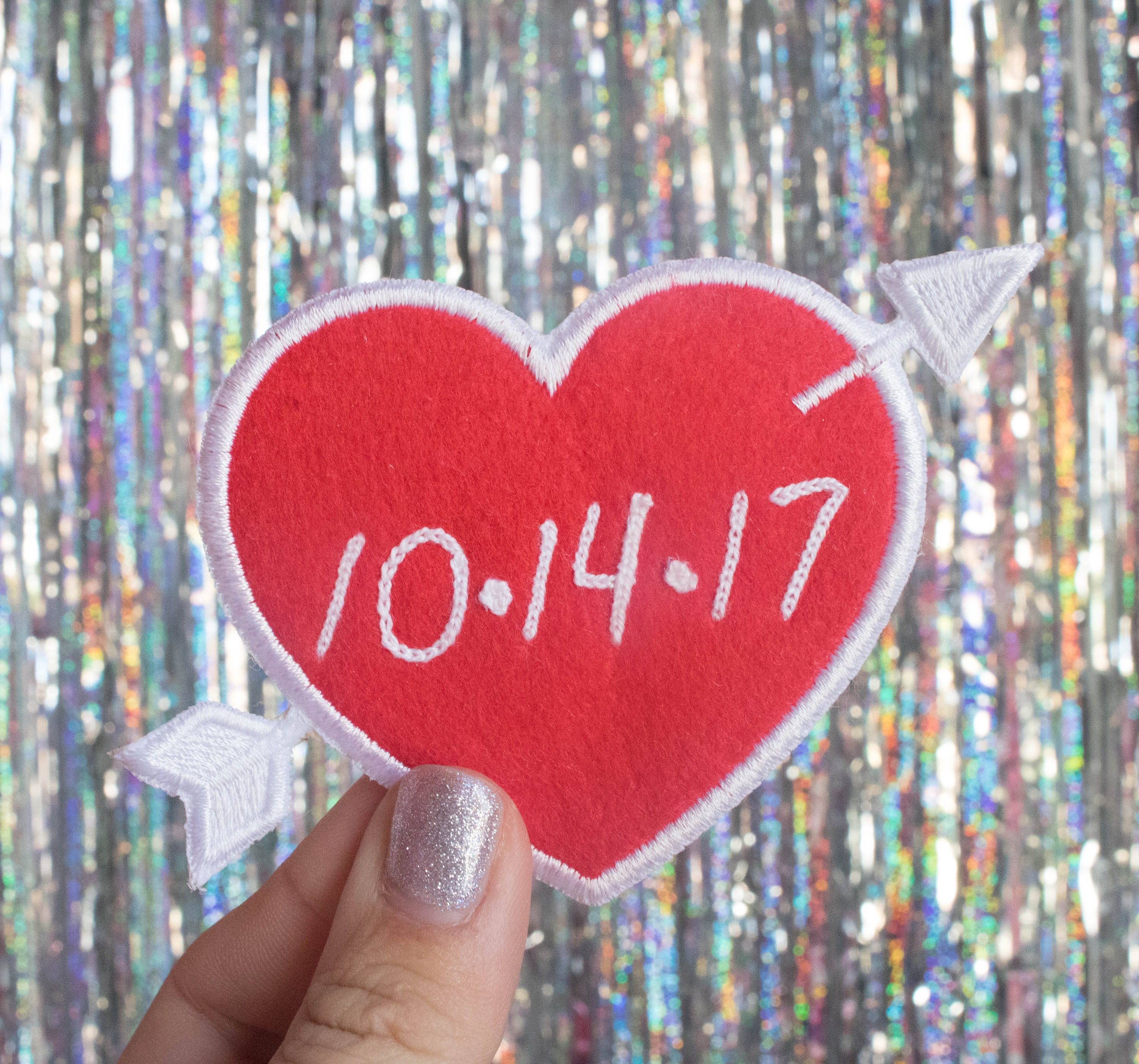Custom Date Heart Patch / Embroidered Felt Heart Patch / Heart - Etsy
