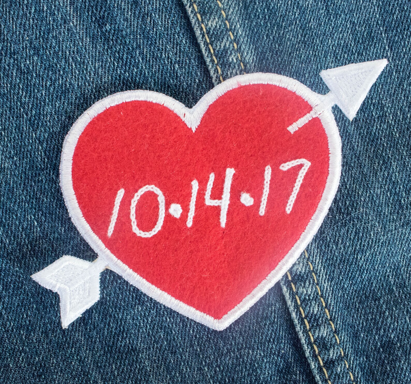 Custom Date Heart Patch / Embroidered Felt Heart Patch / Heart - Etsy