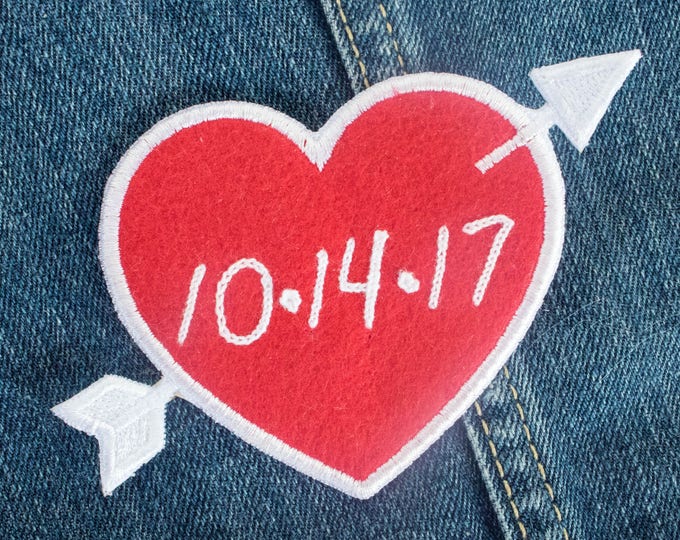 Custom Date Heart Patch / Embroidered Felt Heart Patch / Heart Patch / Custom Date Patch - Etsy