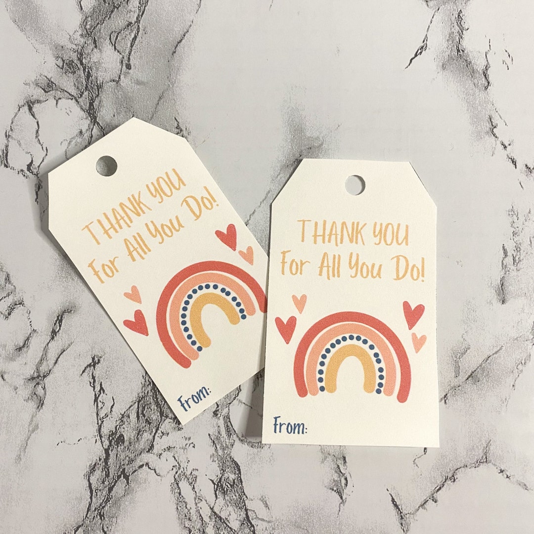 Printable Thank You for All You Do Gift Tag // Rainbow // Boho - Etsy