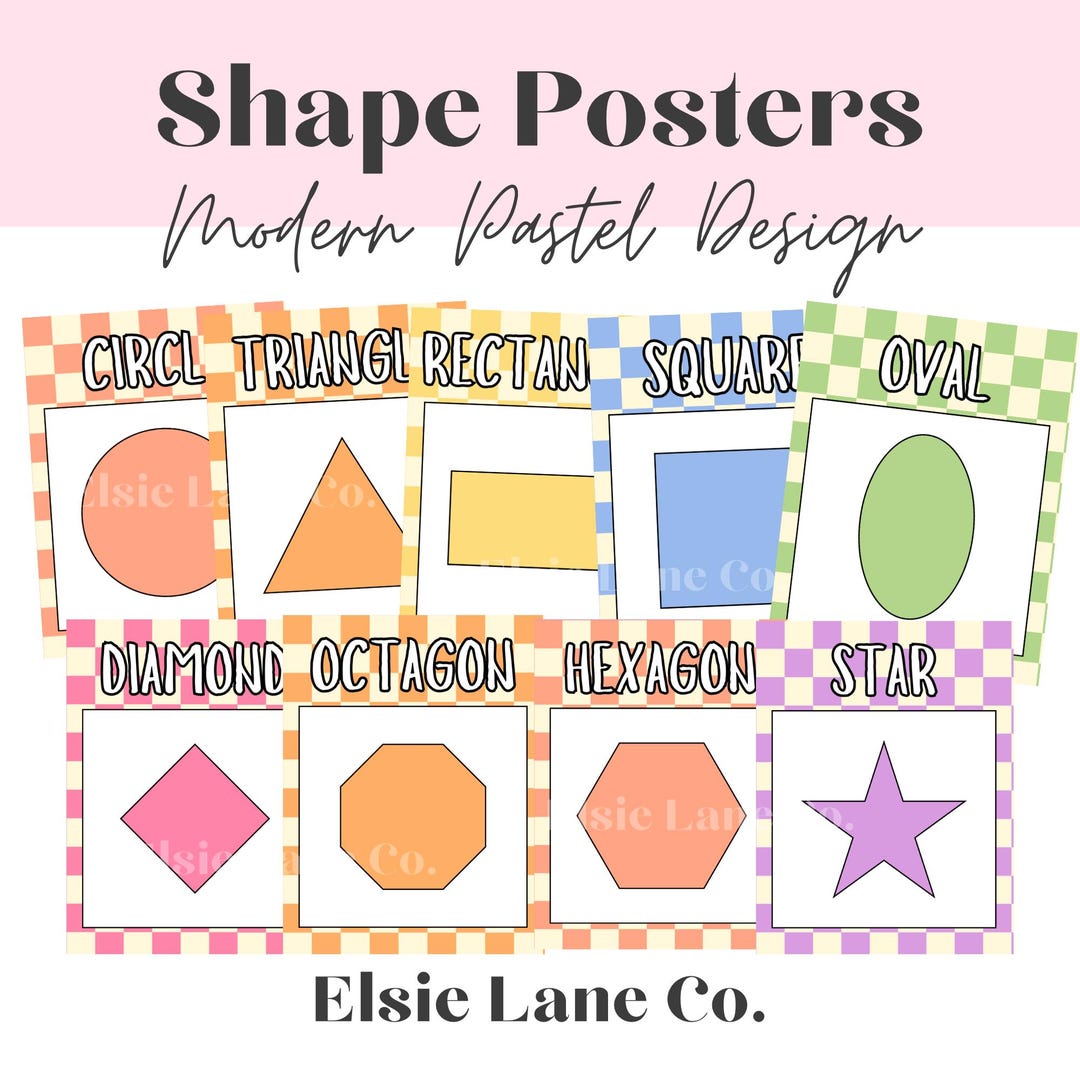 Modern Checkered Print Shape Posters // Classroom Decor - Etsy