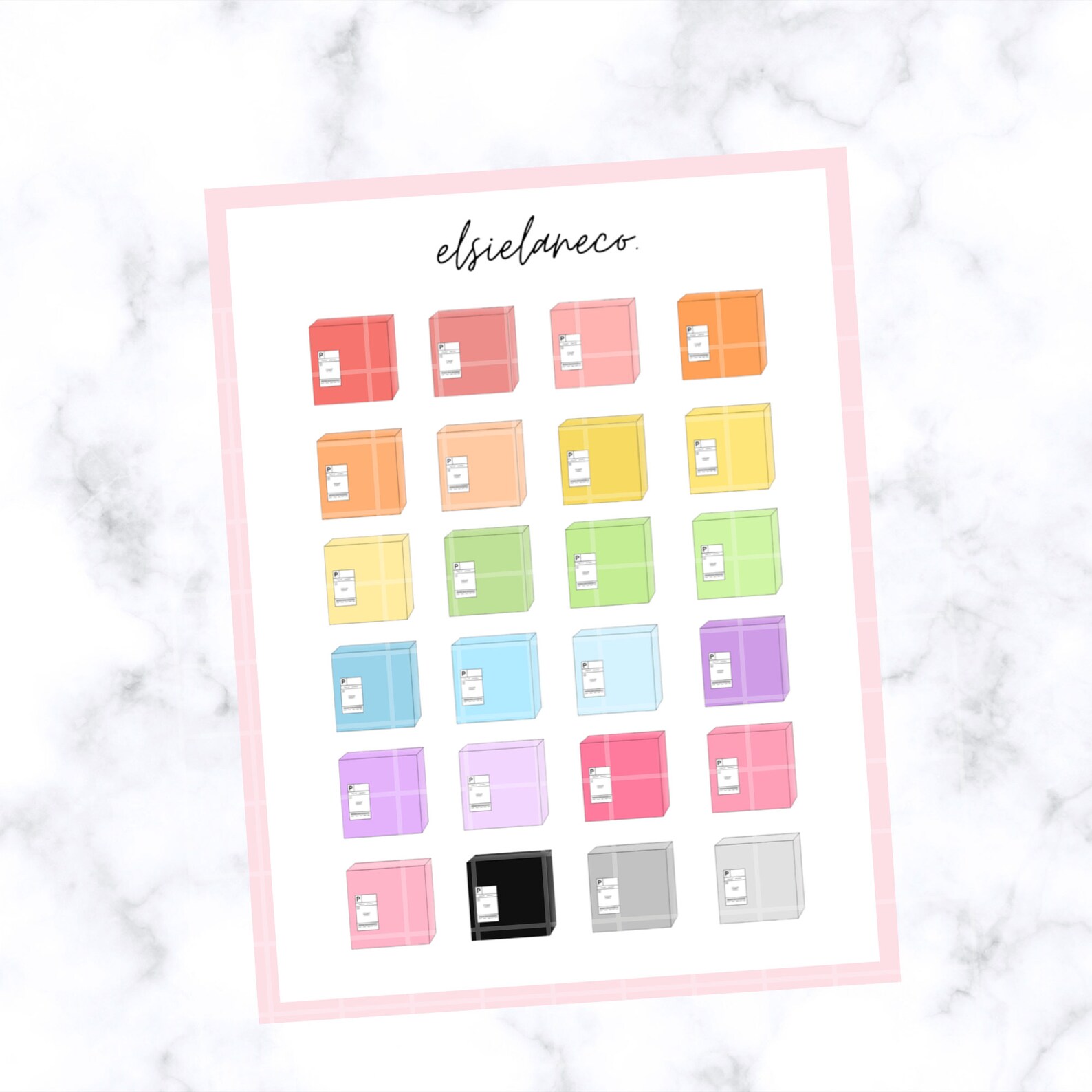 Shipping Box Doodle Sticker Multi-color // Planner Stickers // - Etsy