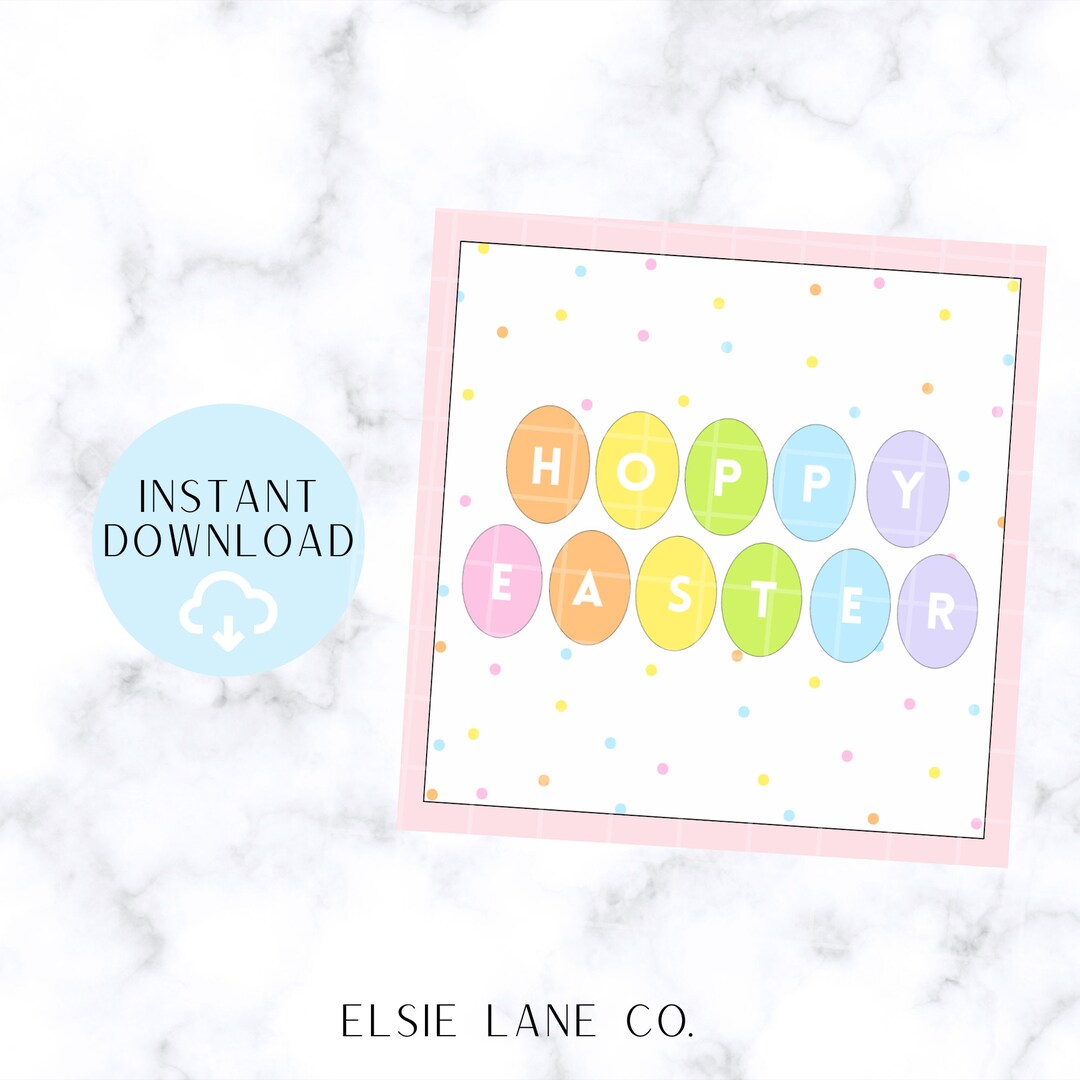 Printable Hoppy Easter Gift Tag // Easter Tag - Etsy