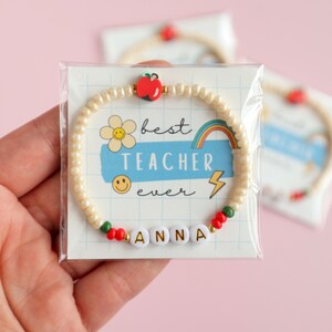 Personalised Teacher Bracelet. Apple Charm Bracelet. Teacher Gift. - Etsy