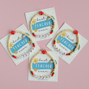 Personalised Teacher Bracelet. Apple Charm Bracelet. Teacher Gift. - Etsy