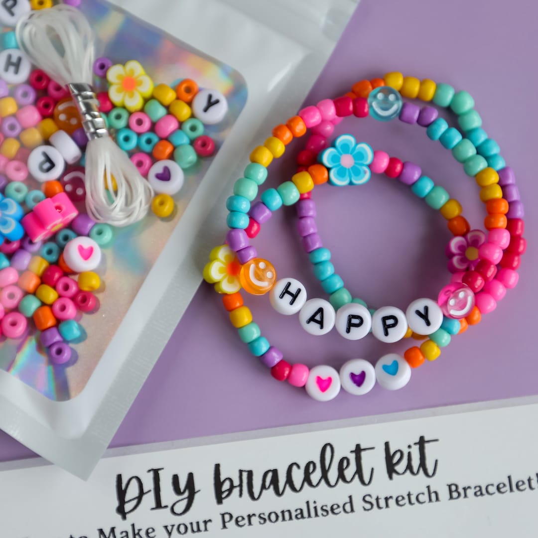 DIY Personalised Bracelet KIT. Colourful Beads. - Etsy UK