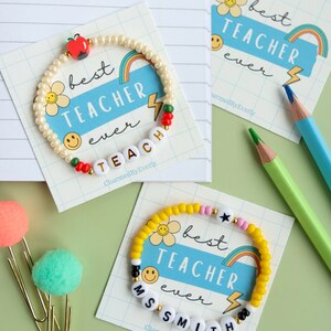 Personalised Teacher Bracelet. Apple Charm Bracelet. Teacher Gift. - Etsy