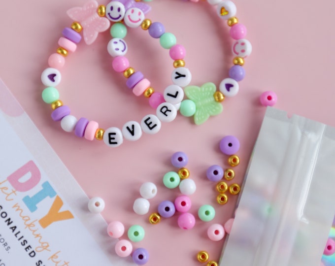 DIY Personalised Bracelet Making KIT With Mixed Beads. - Etsy