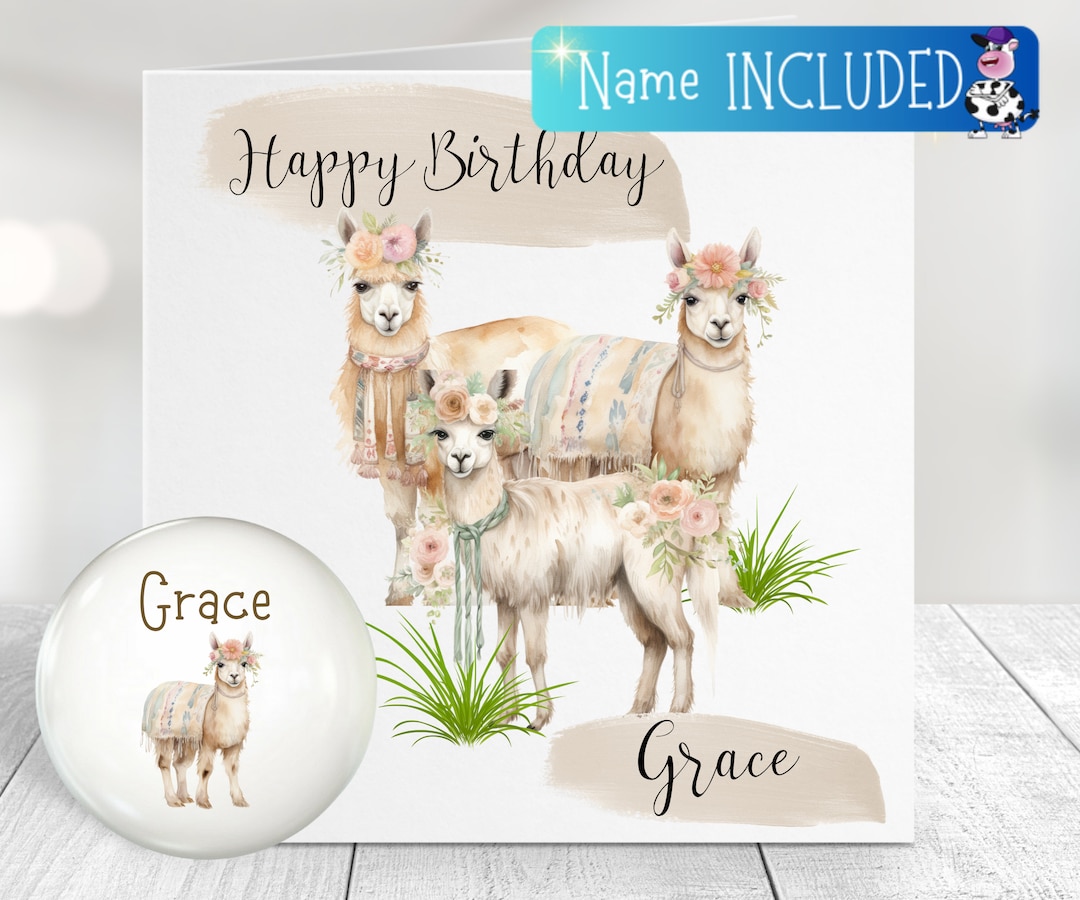 Llama Birthday Card for Her, Llama Card, Birthday Card Llama, Alpaca ...