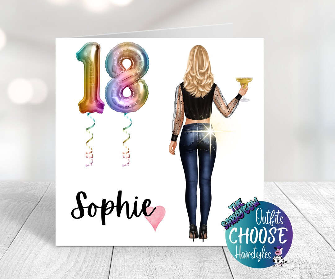 Personalised 18th Birthday Card Girl, 18th Card Girl, 18th Birthday ...