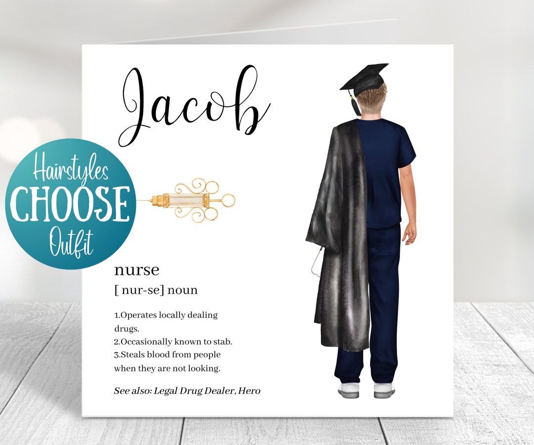 Male Nurse Gradation Card for Nursing School, Nursing Graduation Card ...