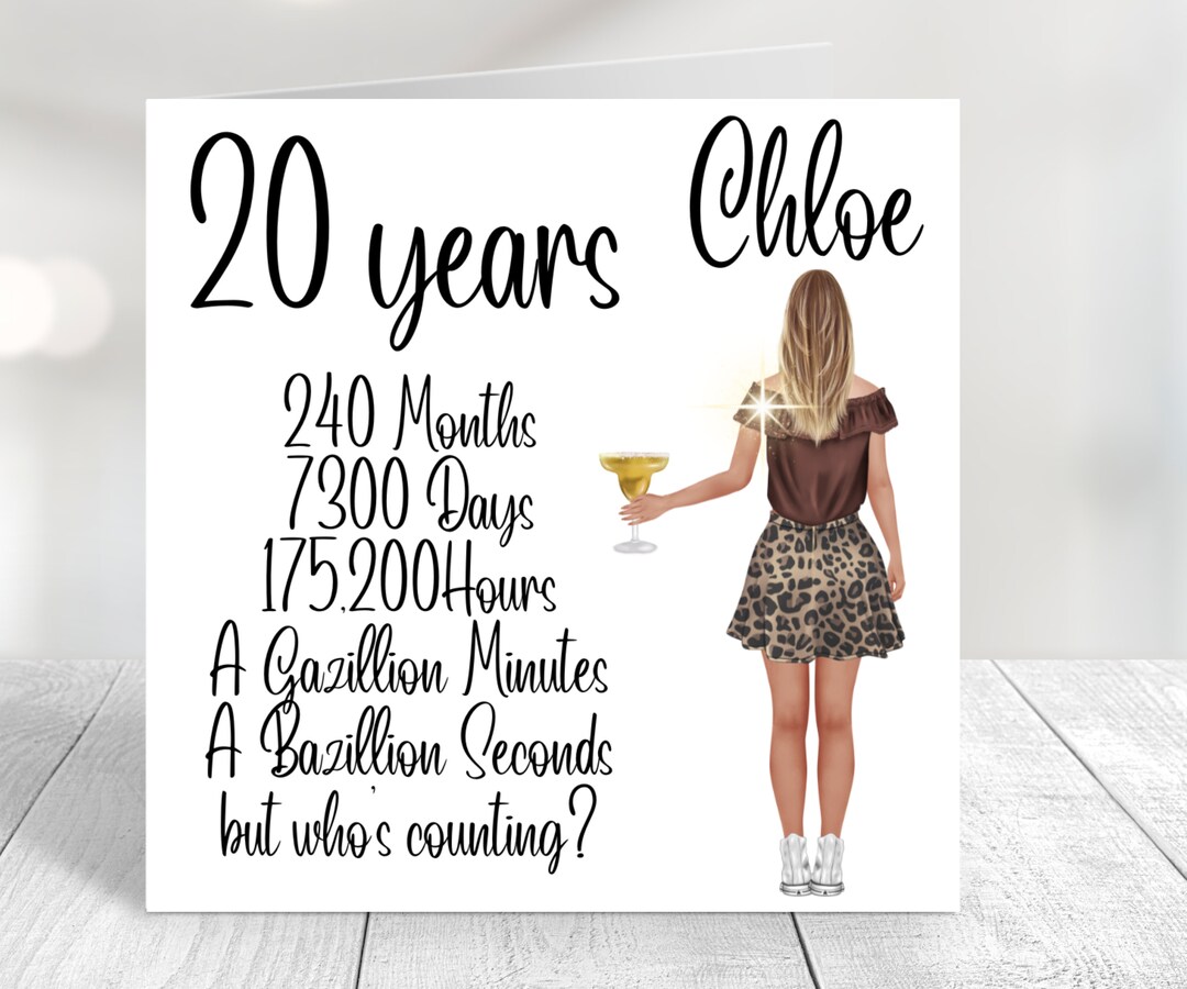 20th Birthday Card, 20th Wine Label, Birthday Card 20, 20th Birthday ...