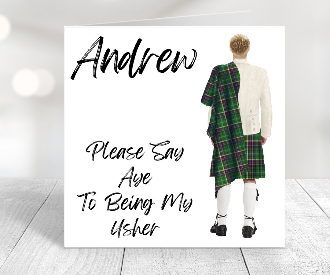 Will You Be My Usher Card, Usher Proposal Card, Scottish Wedding Card ...