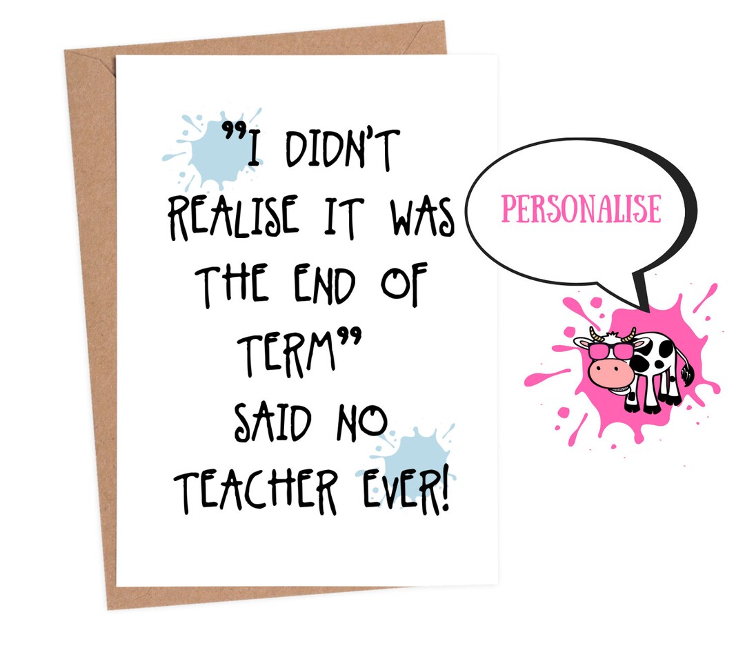 Funny Teacher Card Funny Teacher Thank You Card Personalised - Etsy