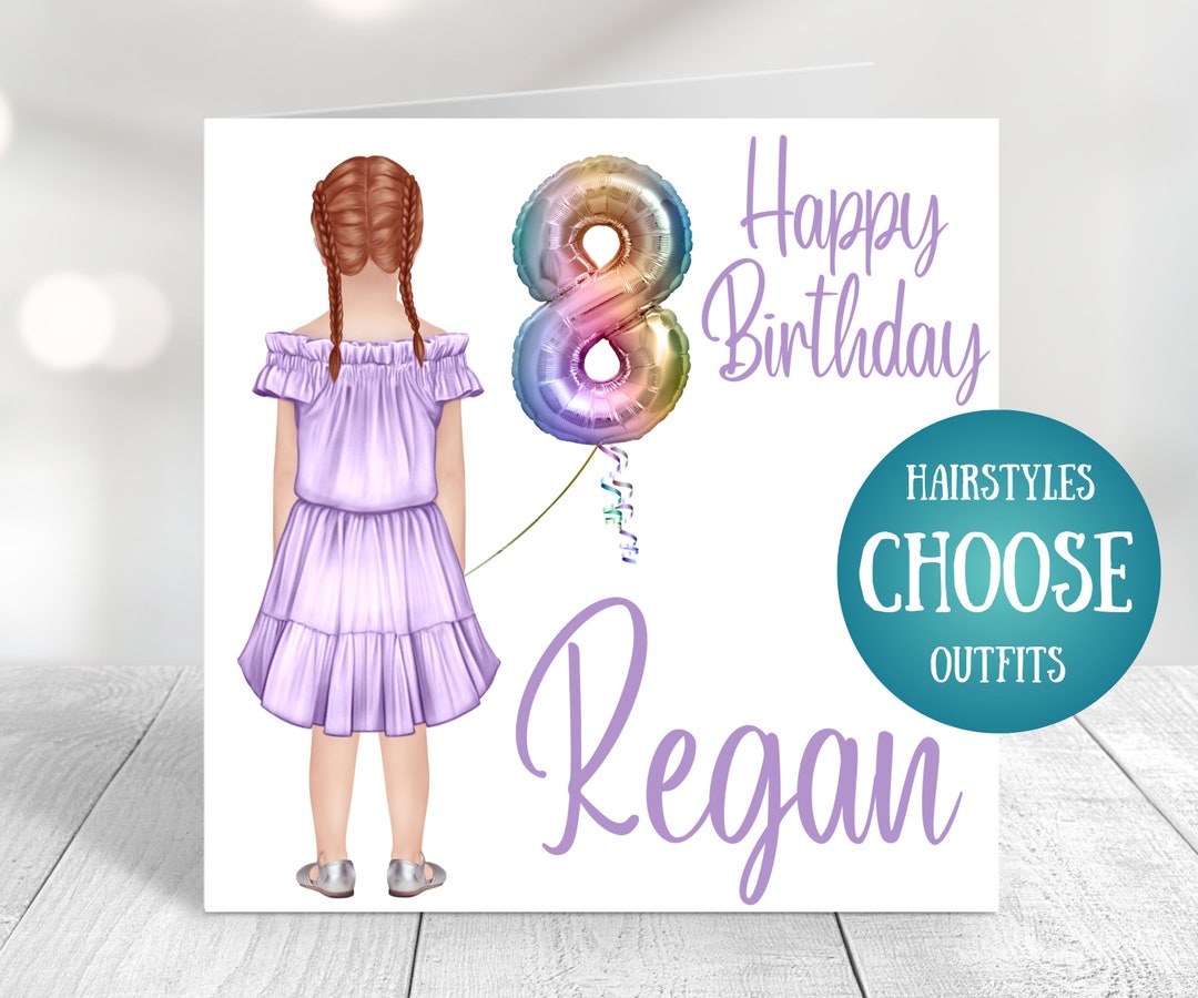 8th Birthday Card Girl, Birthday Card 8 Year Old Girl, 8 Year Old ...