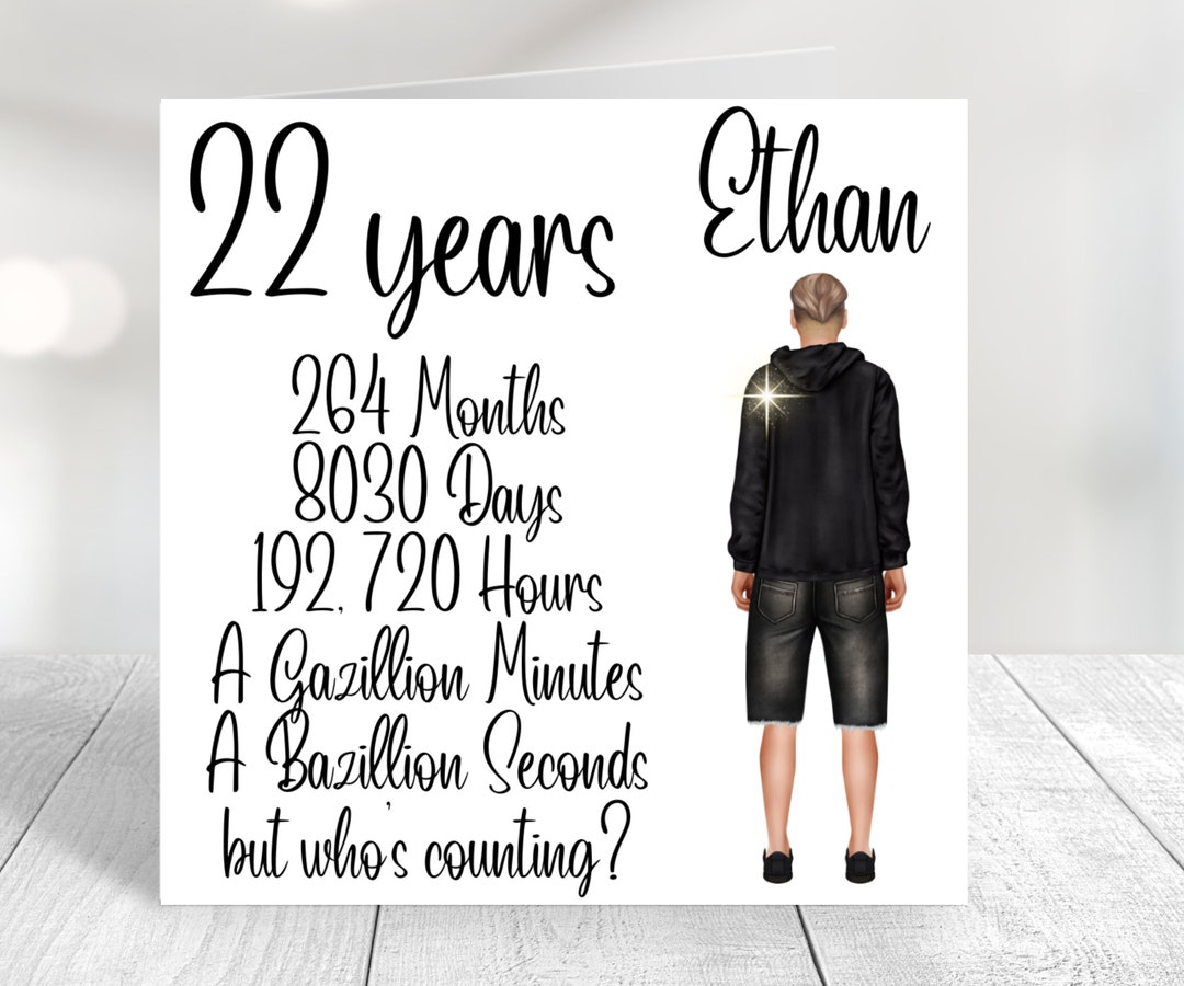 22nd Birthday Card Boy 22nd Card Boy 22nd Birthday Card for Boy Best ...