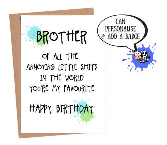Funny Brother Card Funny Funny Brother Birthday Card | Etsy UK