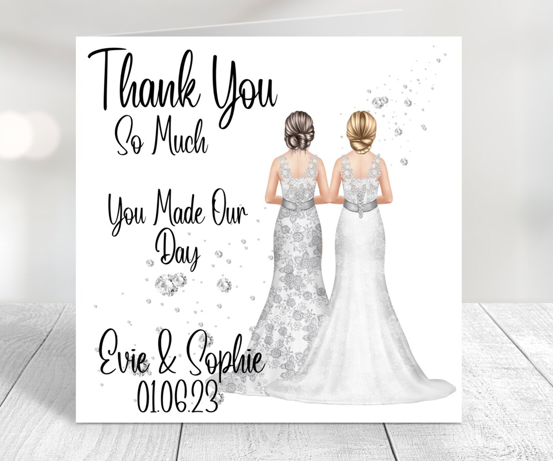 Thank You Card Lesbian Wedding Mrs And Mrs Lesbian Wedding Thank You