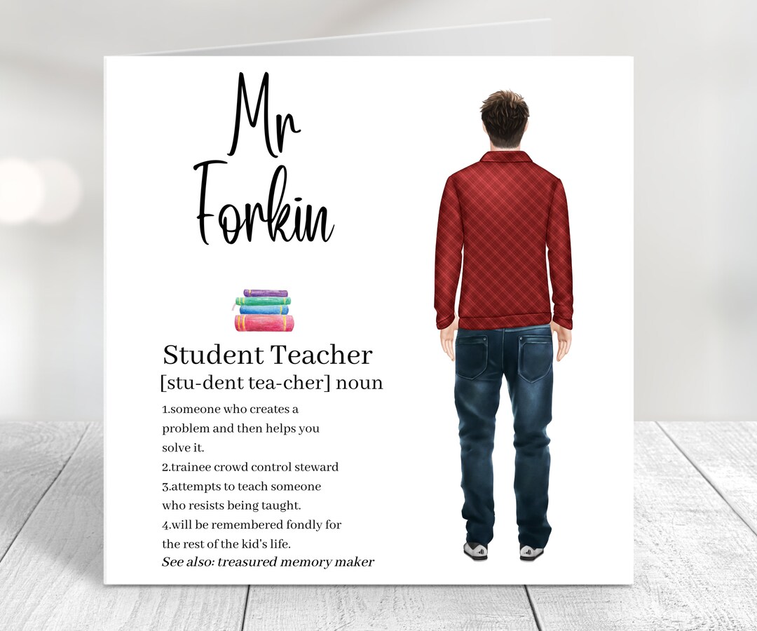 Student Teacher Card, Thank You Student Teacher Thank You Card, Teacher ...