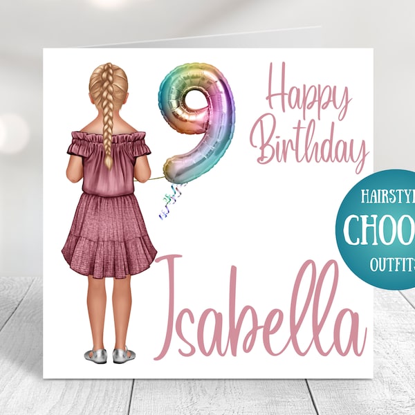 Girls 9year Old Birthday Card - Etsy UK
