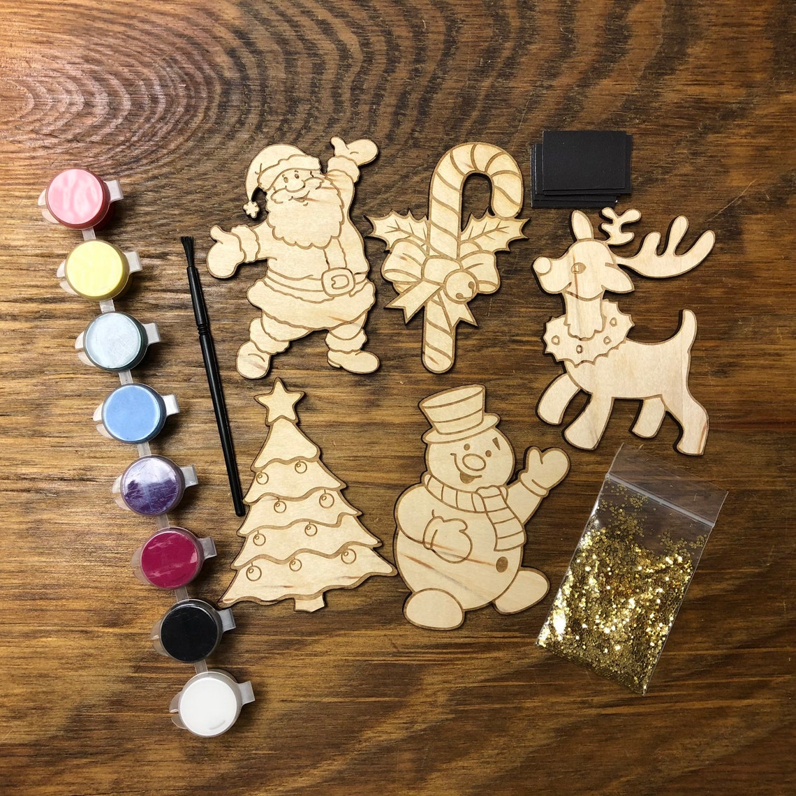 Kids DIY Christmas Magnet Painting Kit: Wooden Ornaments Craft - Etsy